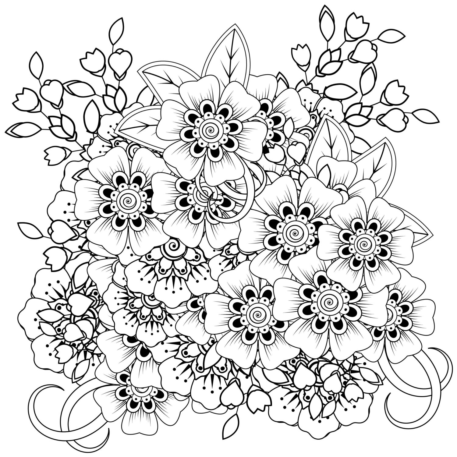 Coloring Book Mehndi Flower – Online Coloring Page – HiColoring.com